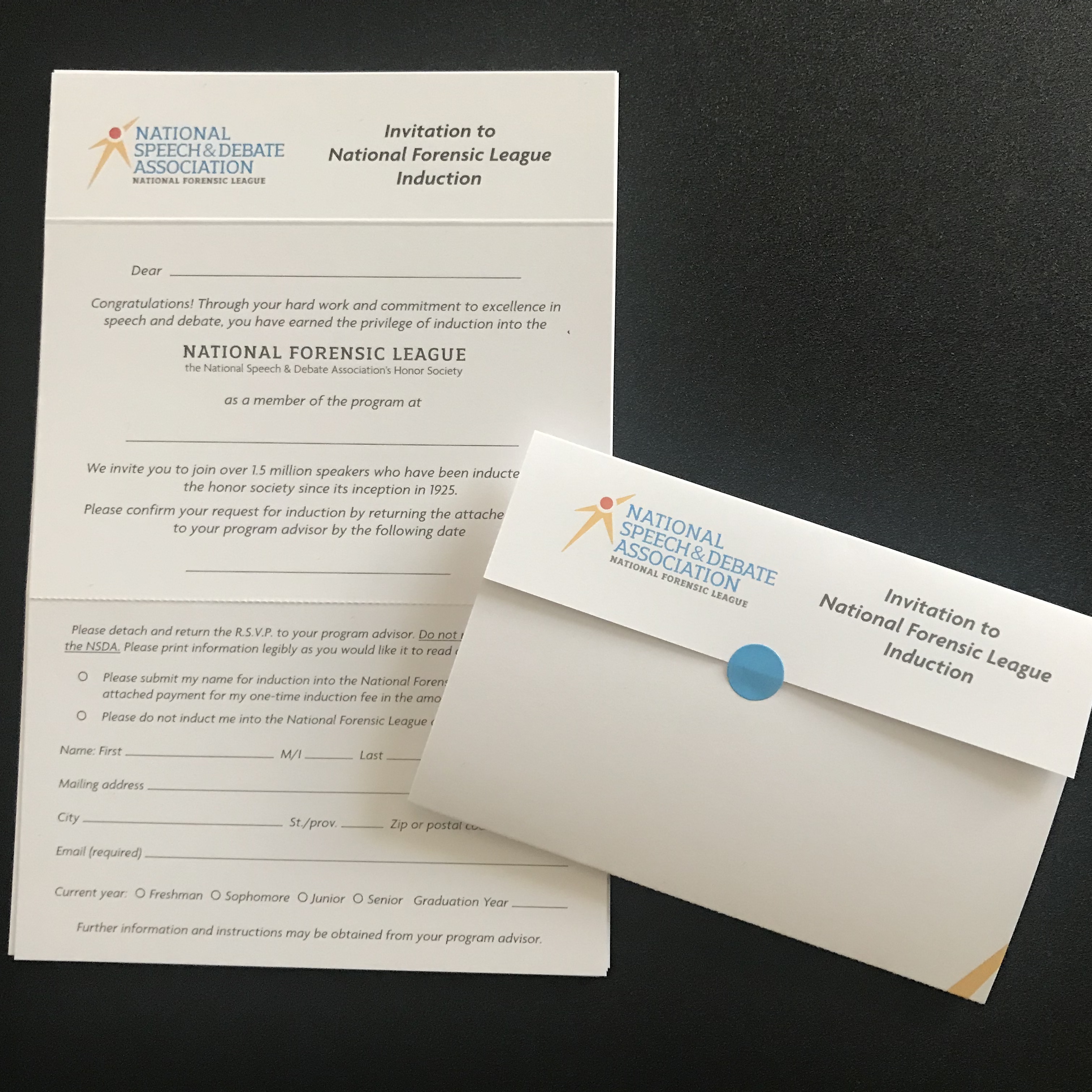 Induction Ceremony Invitations (10 Pack) | National Speech & Debate ...