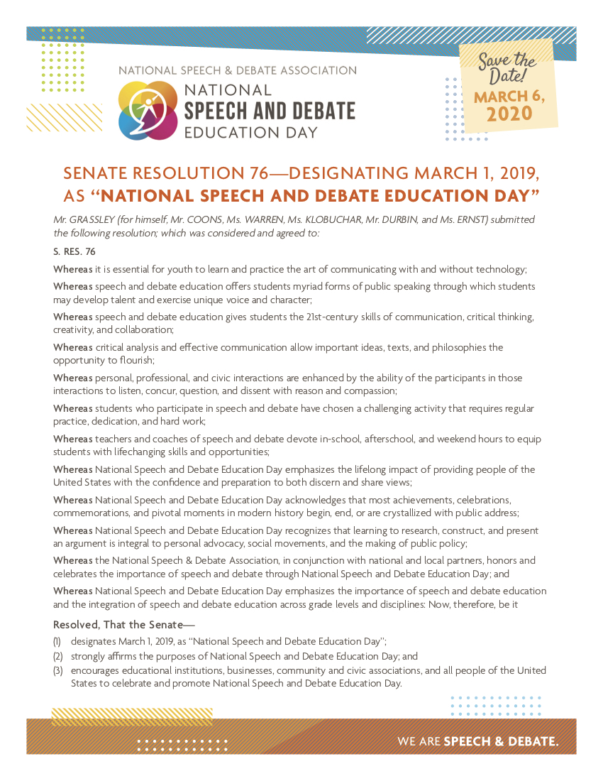 National Speech and Debate Education Day | National Speech & Debate ...