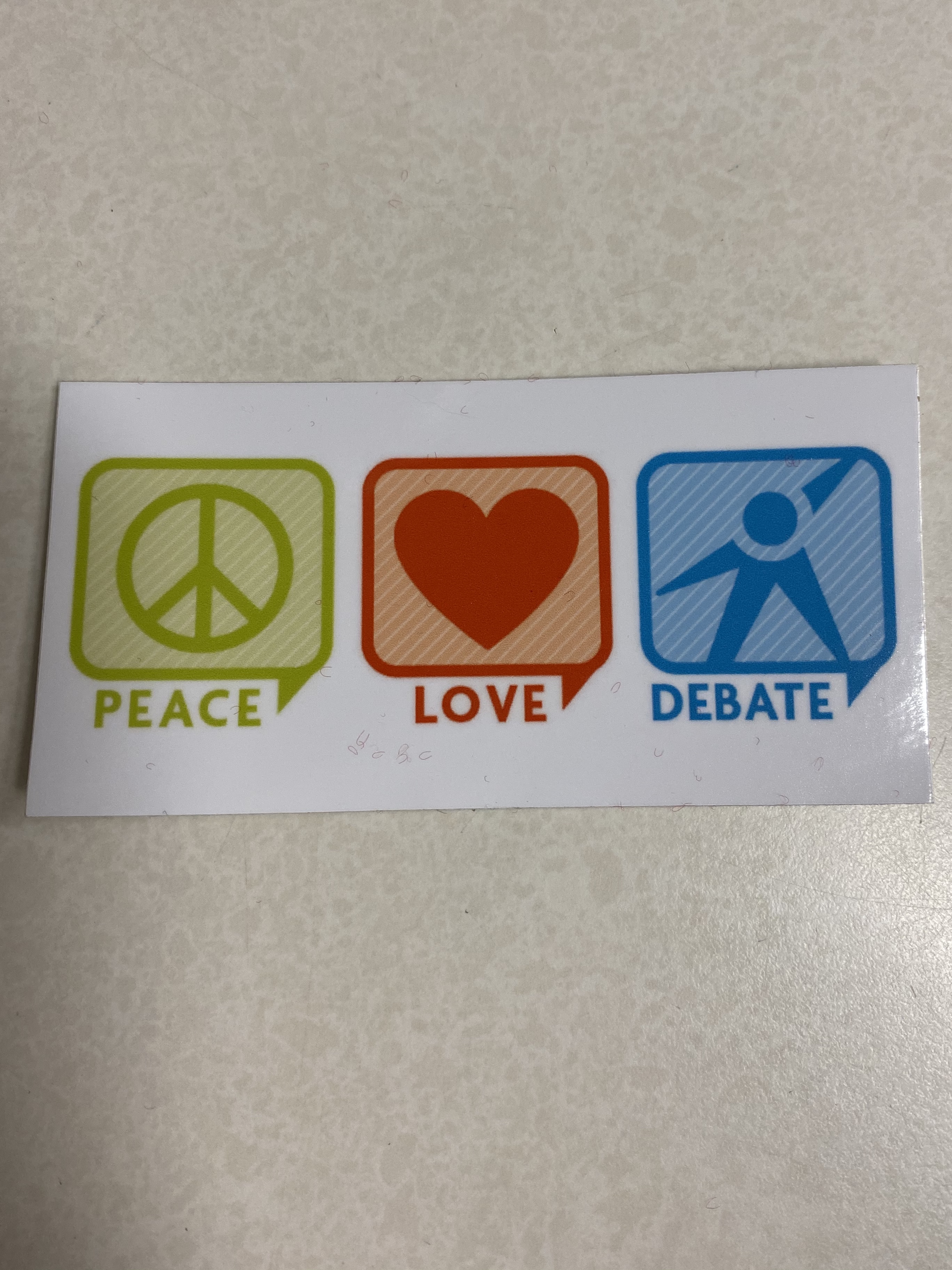 Peace Love Debate Sticker | National Speech & Debate Association