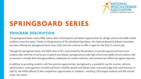 NSDA Online Springboard Series | National Speech & Debate Association