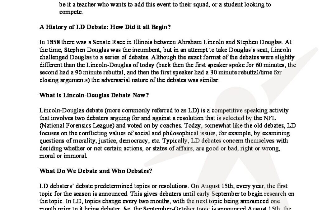 Intro to Lincoln-Douglas Debate – Josh Roberts | National Speech ...